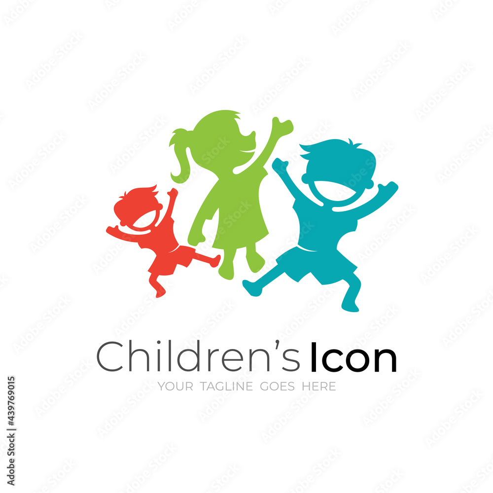 Happy logo and kids design template, charity icon Stock Vector | Adobe ...