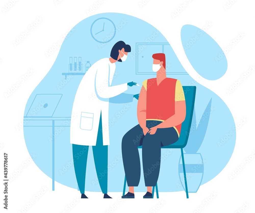 Vaccination. Doctor giving patient vaccine injection at hospital ...