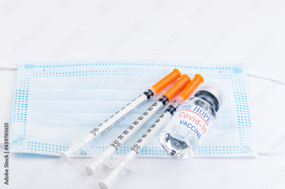 Concept of vaccination and medicine infectious: Syringe with injection ...