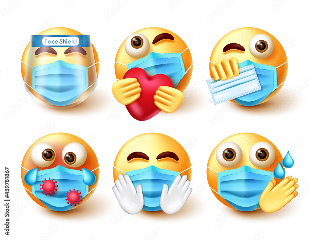Emoji covid-19 smiley vector set. Emojis character in 3d with new ...