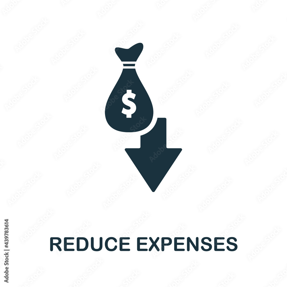Reduce Expenses icon. Simple creative element. Filled monochrome Reduce ...