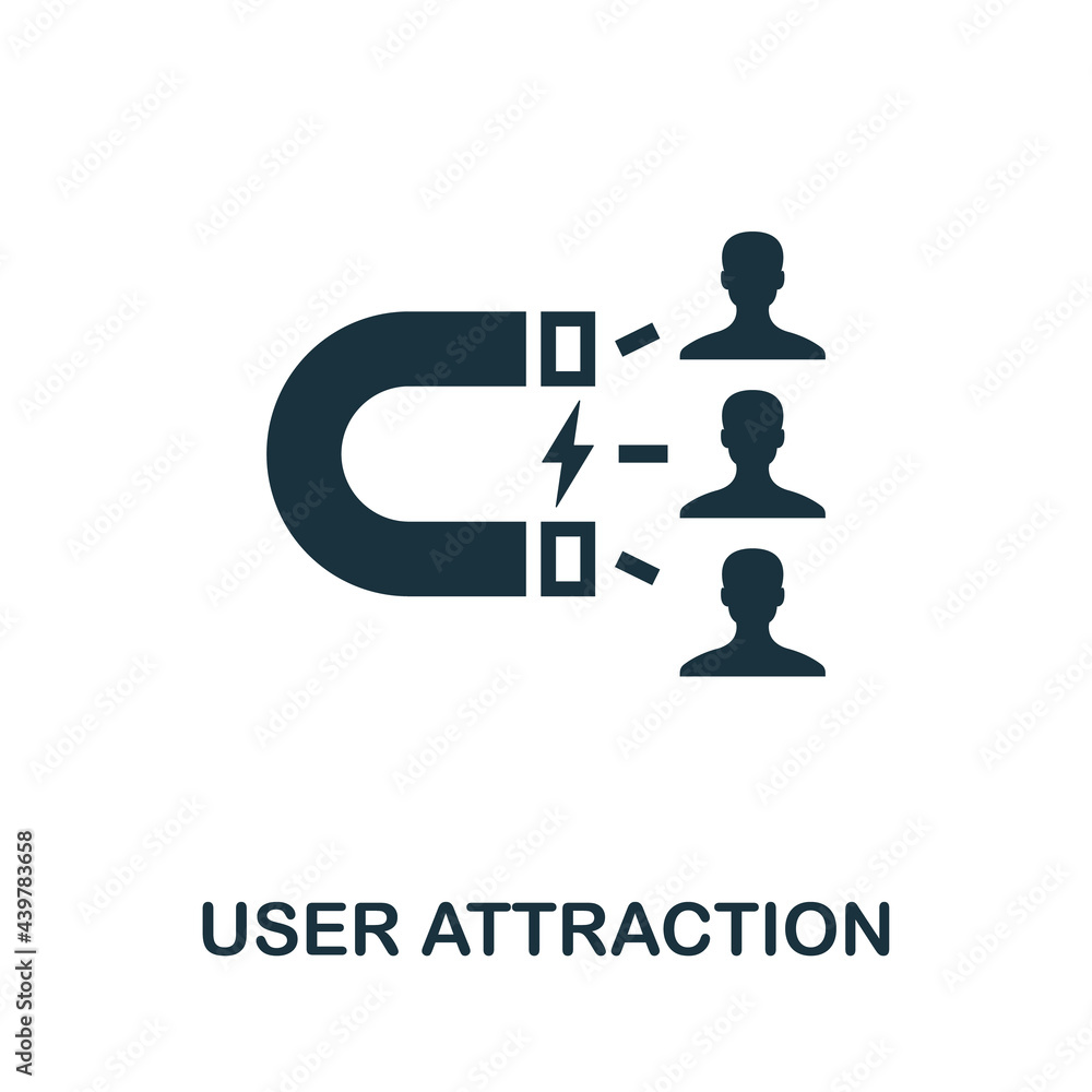 User Attraction icon. Simple creative element. Filled monochrome User ... User Attraction icon. Simple creative element. Filled monochrome User ...