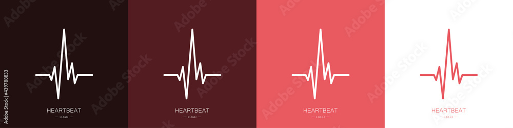 Heartbeat logos set. Heart rate or cardiogram concept. ECG. Vector ...