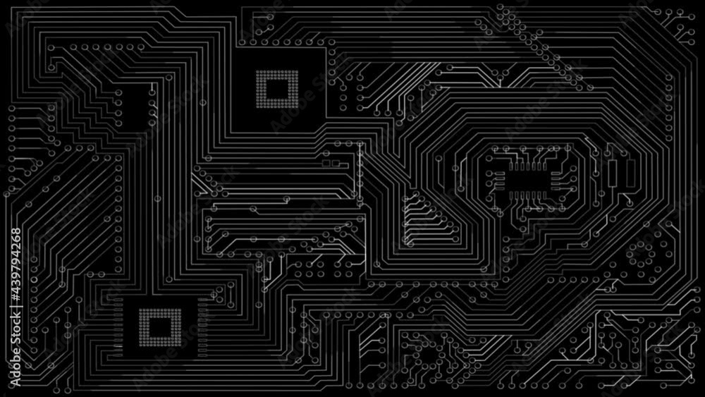 "Techno motherboard HUD.Looping animation, lines drawing electric ...