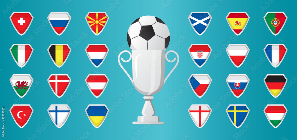 European football 2020, 2021 tournament final concept vector. Flags of ...