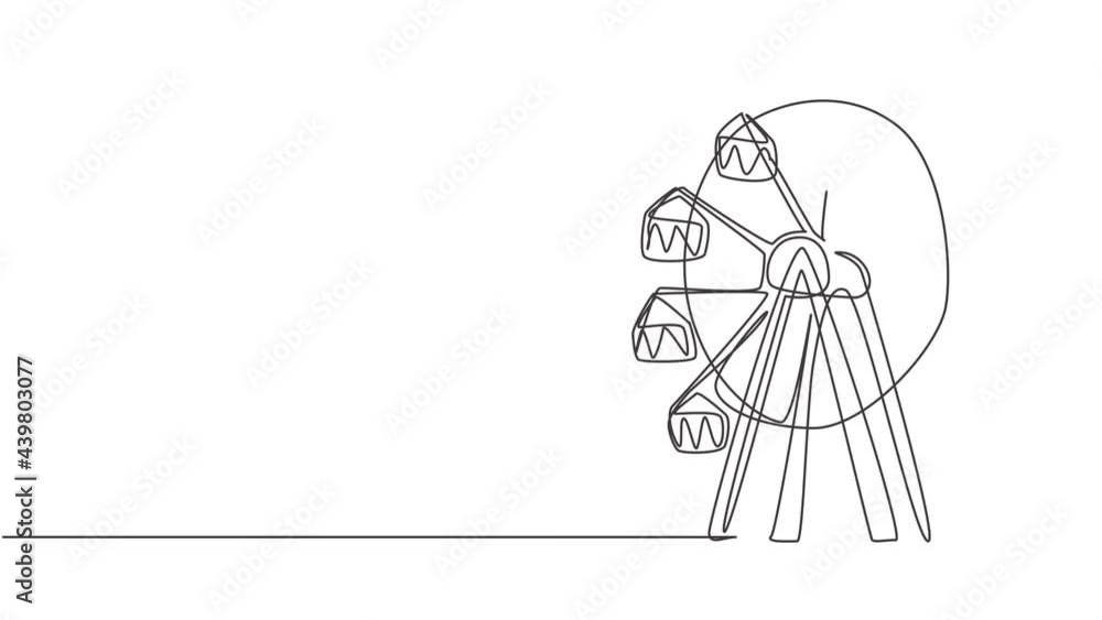 Animation of single one line drawing of a ferris wheel in amusement ...