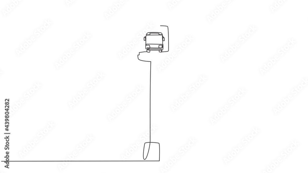 Self drawing animation of single one line draw a bus stop with a simple ...