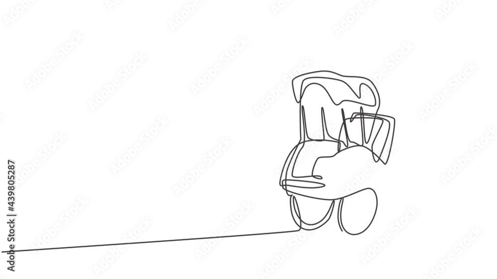 Animation of single one line drawing pedicab with three wheels ...