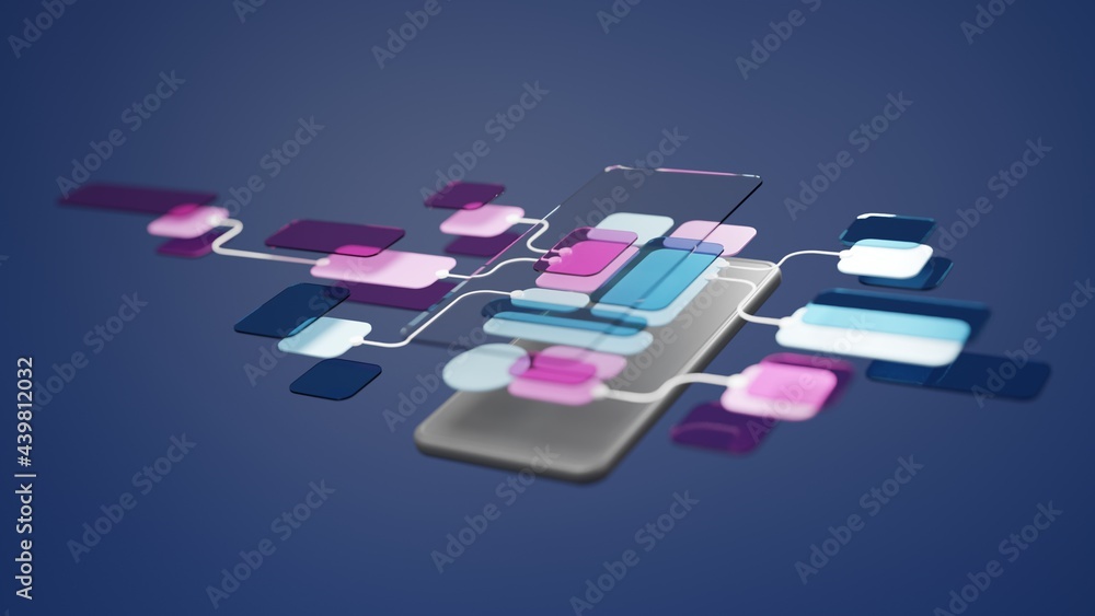 UX UI flowchart connection node graphic designer creative planning ...