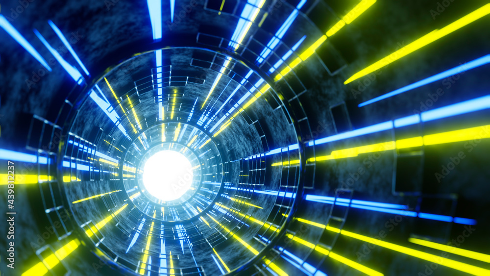 Sci-Fi Tube. Futuristic information technology. Neural digital signal ...