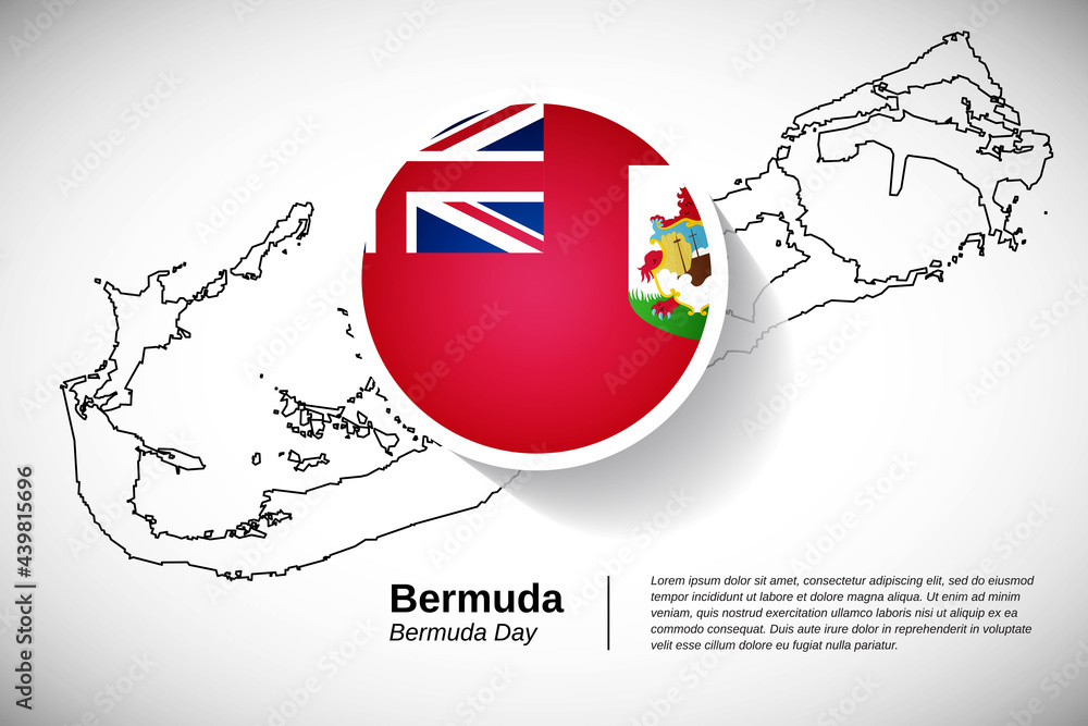National day of Bermuda. Creative country flag of Bermuda with outline ...