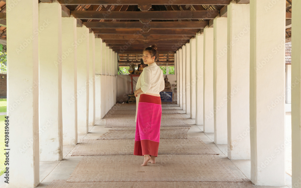 Portrait of smiling Asian Shan woman girl, Tai Yai, northern Thai ...