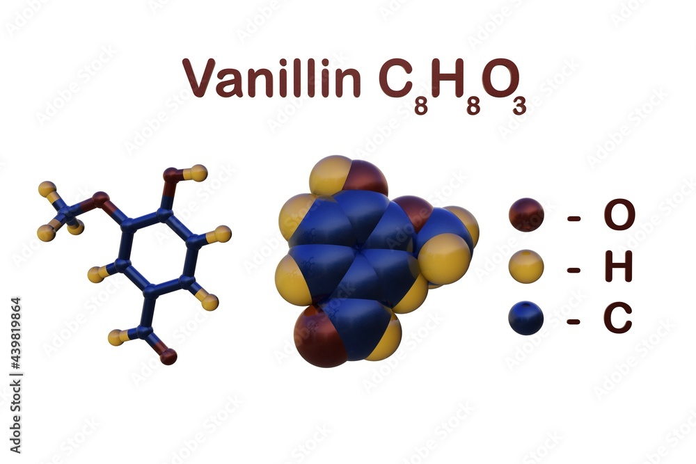 ภาพประกอบสต็อก Structural chemical formula and molecular model of ...