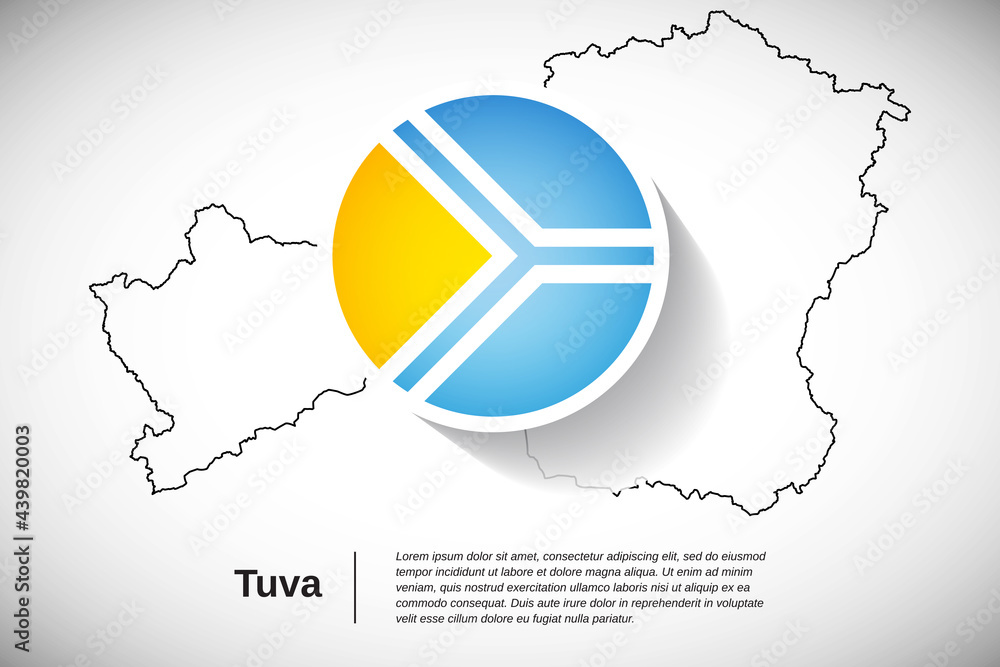 National day of Tuva. Creative country flag of Tuva with outline map ...