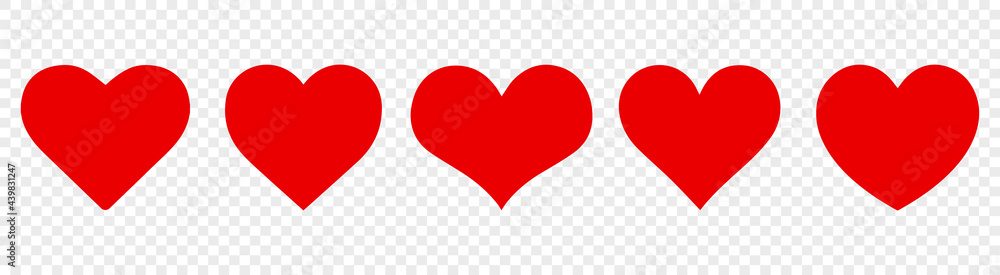 set red heart on the transparent background Stock Vector | Adobe Stock