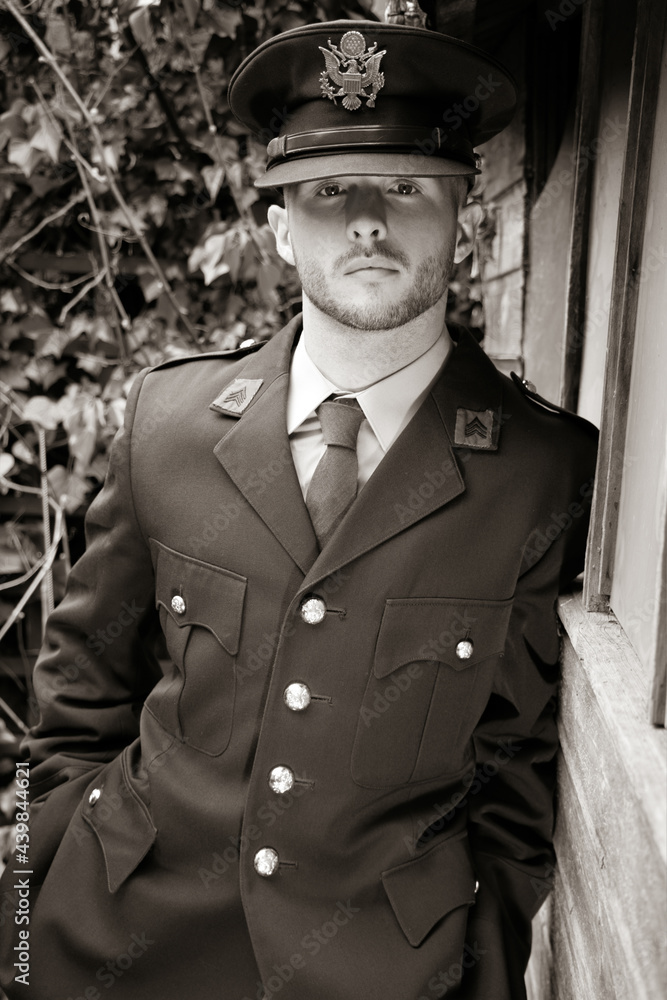 Handsome young man in american military uniform ww2 Stock Photo | Adobe ...