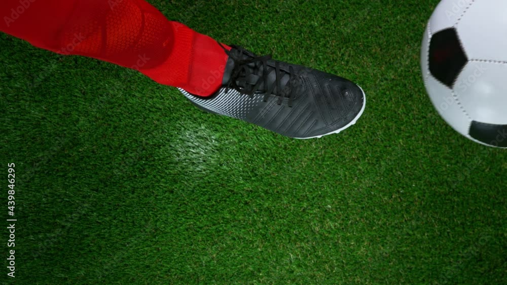 Vidéo Stock Close-up Foot Falling Soccer Ball, Super Slow Motion at ...