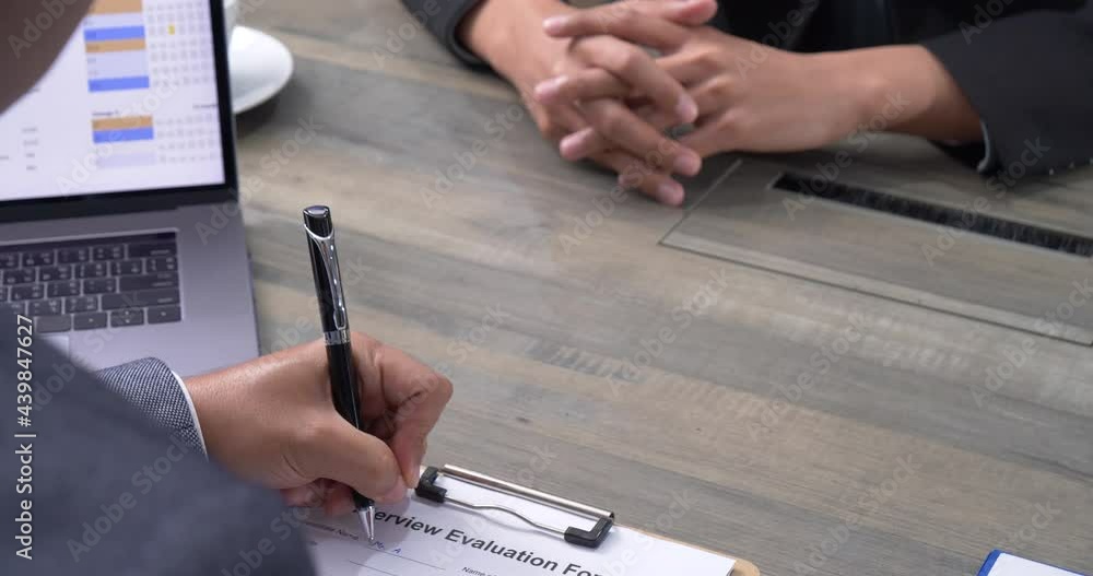 Businessman job interview by human resource HR officer interviwing ...