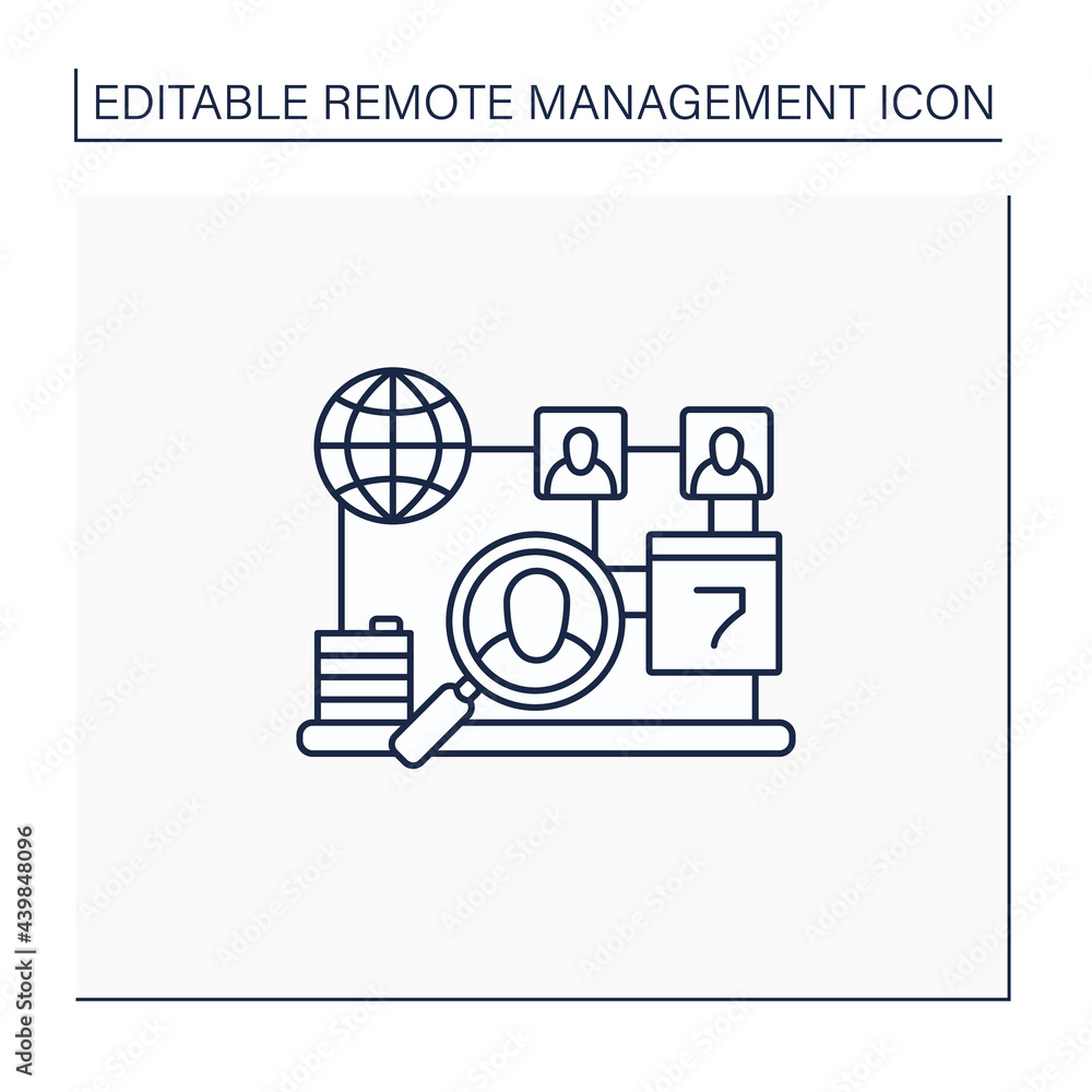 Daily check-ins line icon. Structured inspection. Online, distance work ...