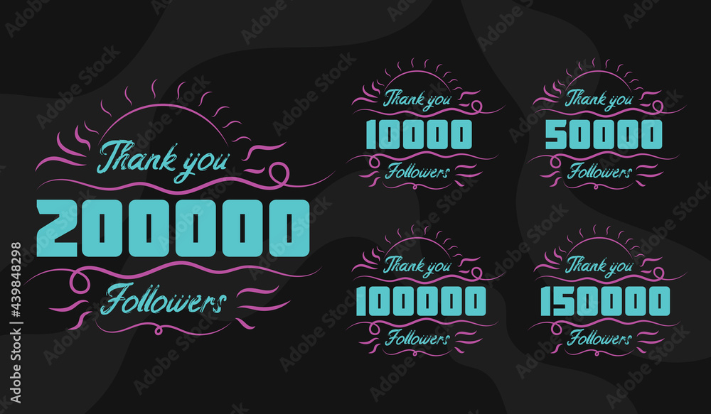 Thank you followers label set Stock Vector | Adobe Stock