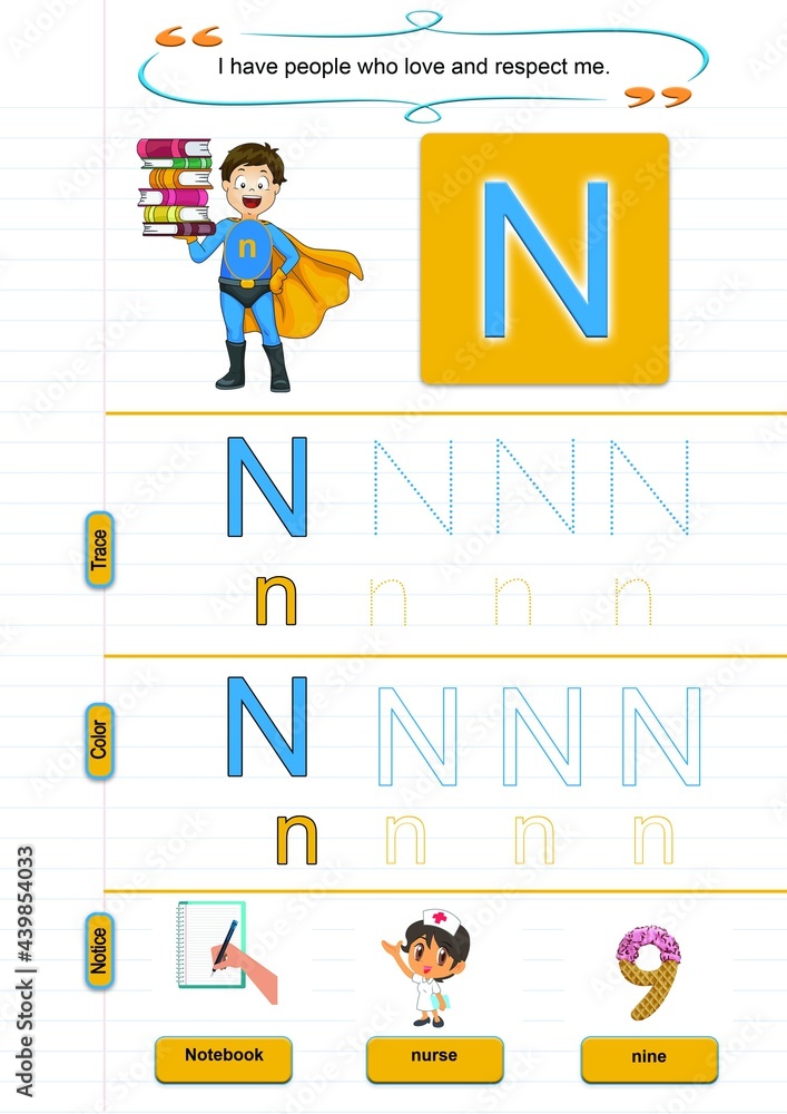 Letter N.Learn Alphabet letters and coloring graphics printable ...