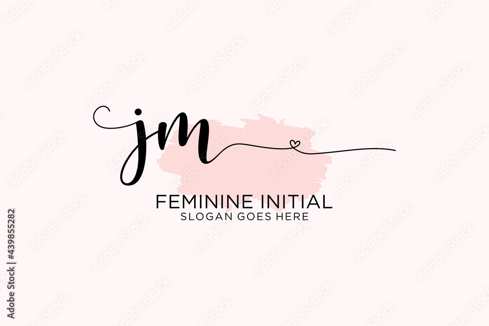 Initial JM beauty monogram and elegant logo design handwriting logo of ...