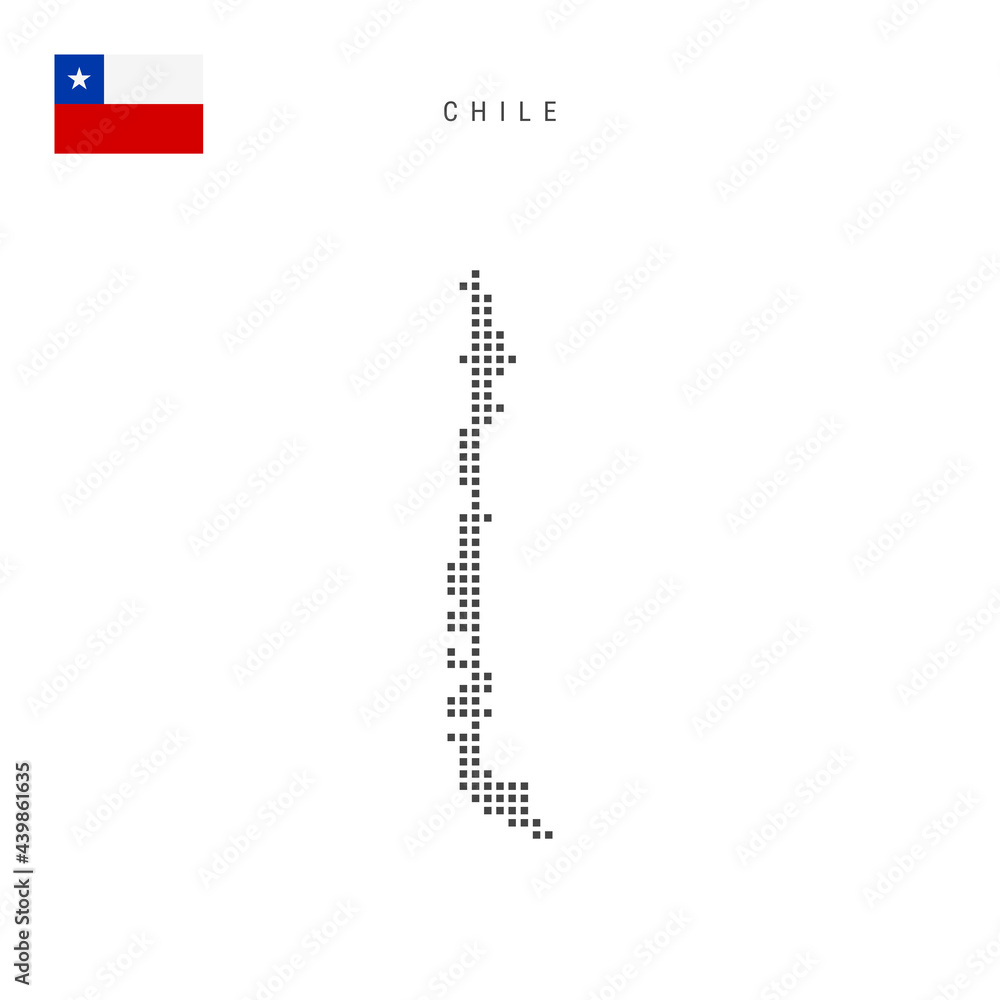 Square dots pattern map of Chile. Chilean dotted pixel map with flag ...
