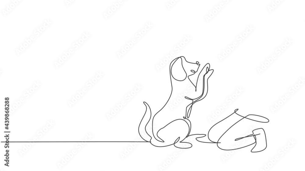 Animation of one line drawing of woman squat then giving high five ...