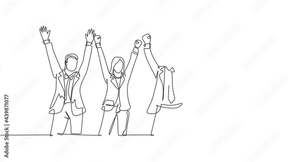 Self drawing animation of one single line draw male and female manager ...