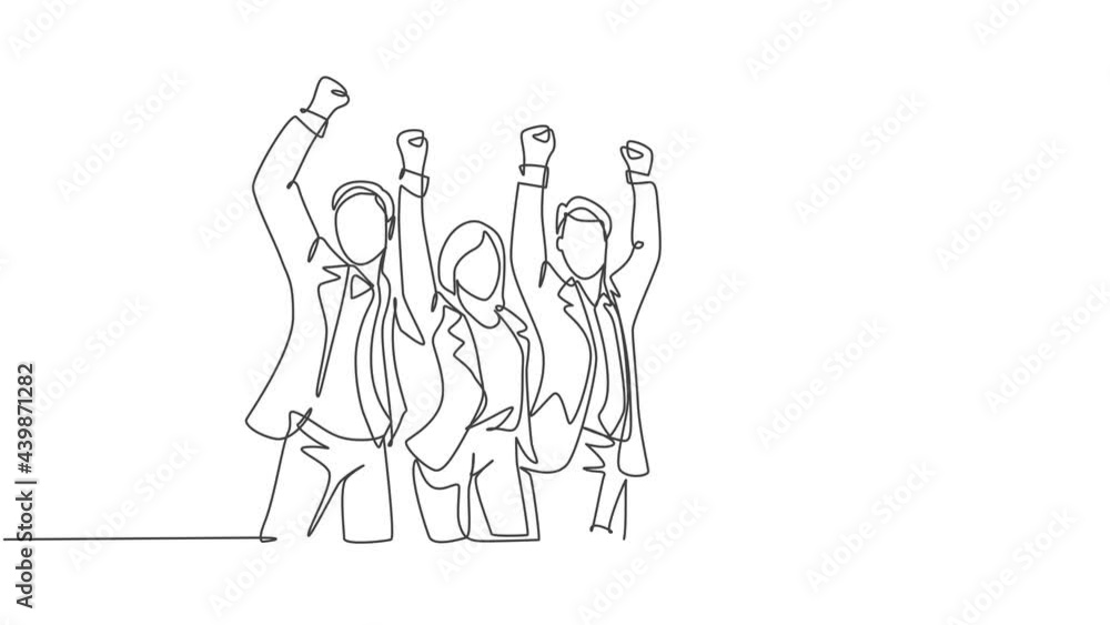 Self drawing animation of one single line draw male and female manager ...
