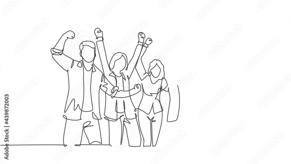 Self drawing animation of one single line draw CEO and his colleagues ...