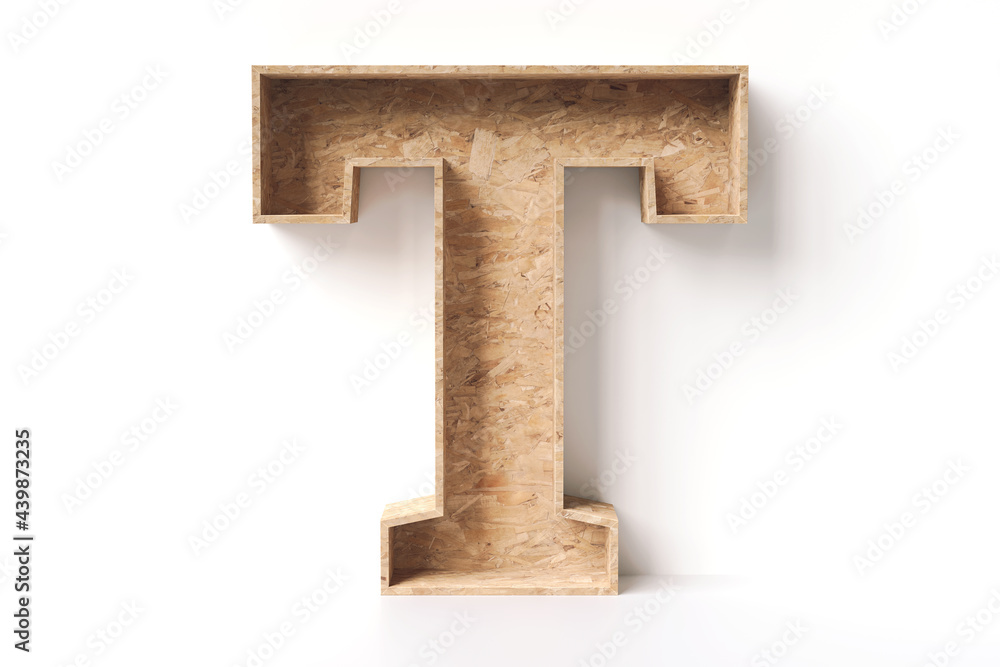 Wood empty box in the shape of letter T, ideal to display retail ...