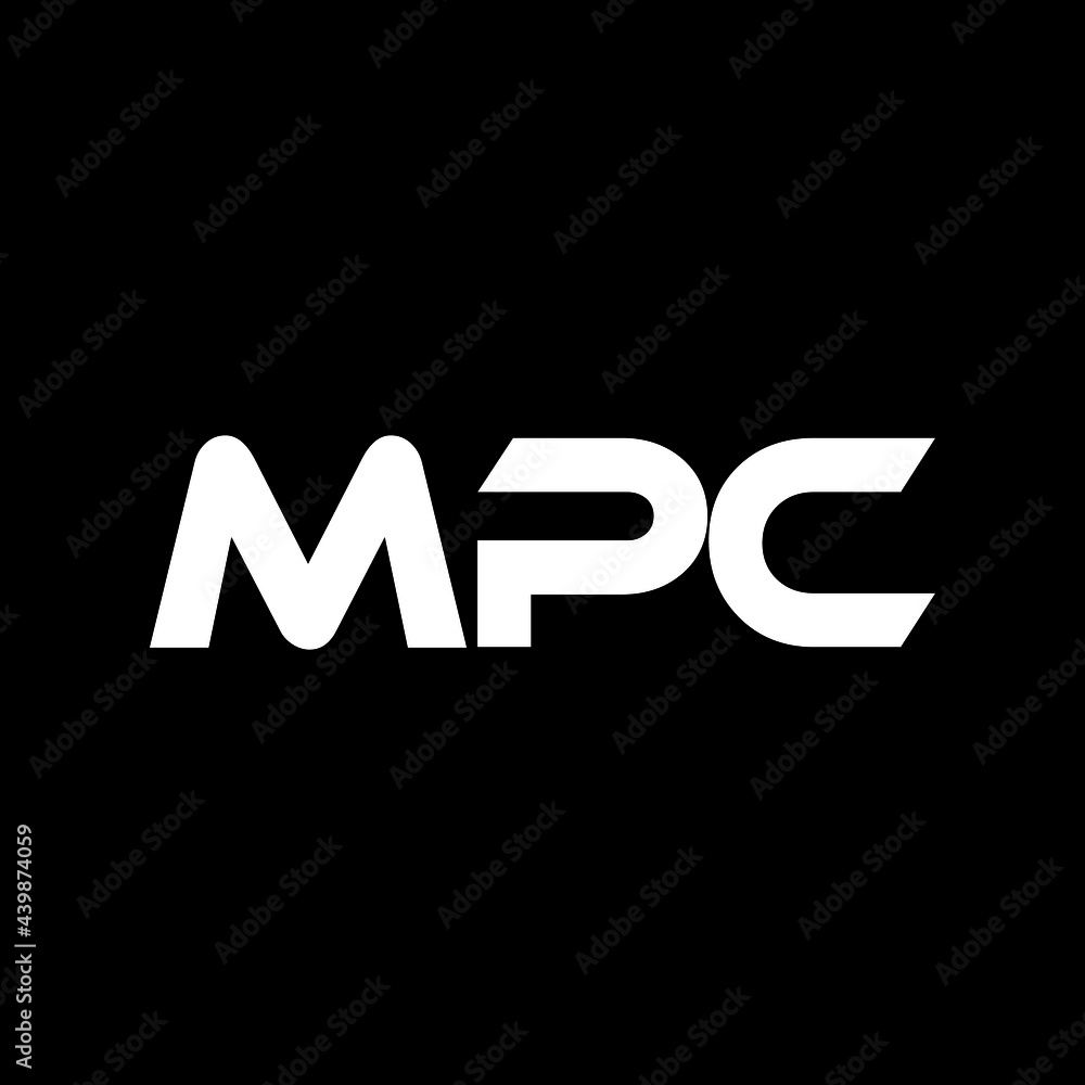 Vetor do Stock: MPC letter logo design with black background in ...