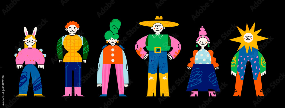 Set of Abstract people. Cute disproportionate characters. Various ...
