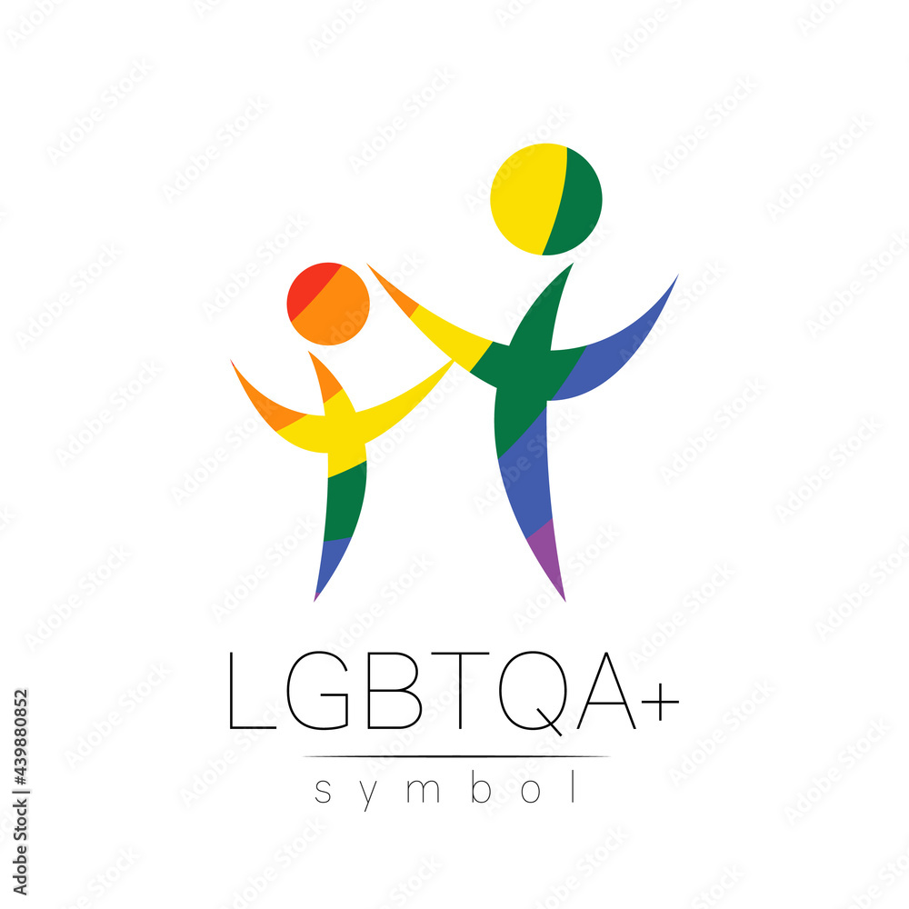 Vector LGBTQA family symbol. Pride flag background. Icon for gay ...