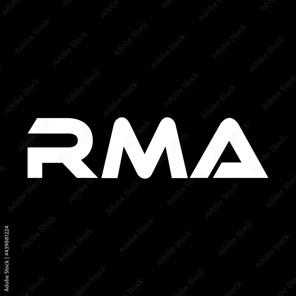 RMA letter logo design with black background in illustrator, vector ...