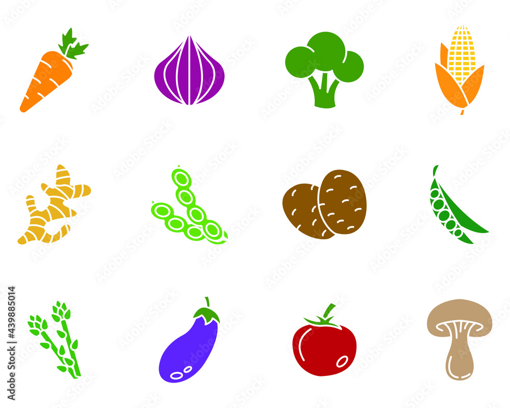 Vegetarian, vegetable set icon symbol template for graphic and web ...