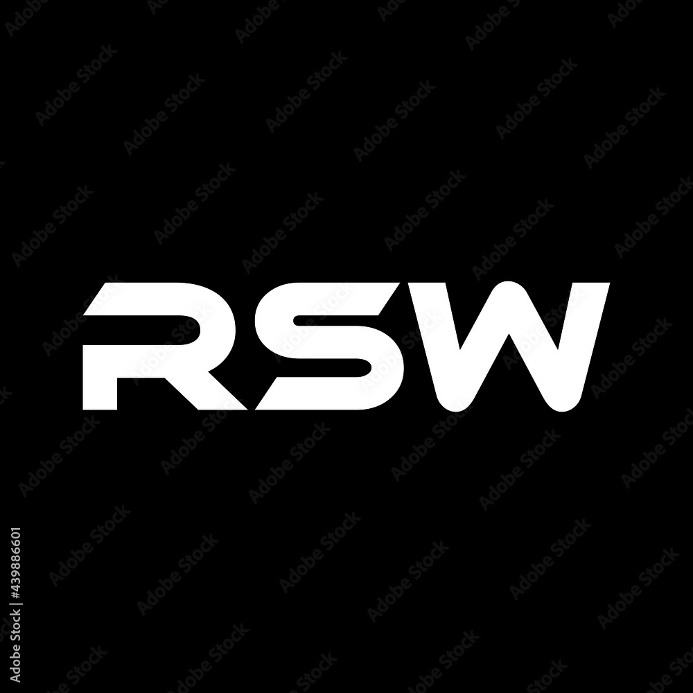 RSW letter logo design with back background in illustrator, vector logo ...