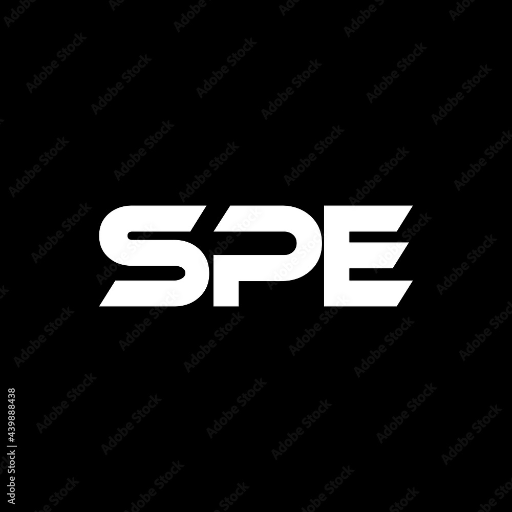 Vecteur Stock SPE letter logo design with black background in ...