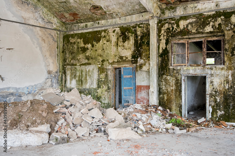 Old and ruined garage inside a Barrack Stock Photo | Adobe Stock