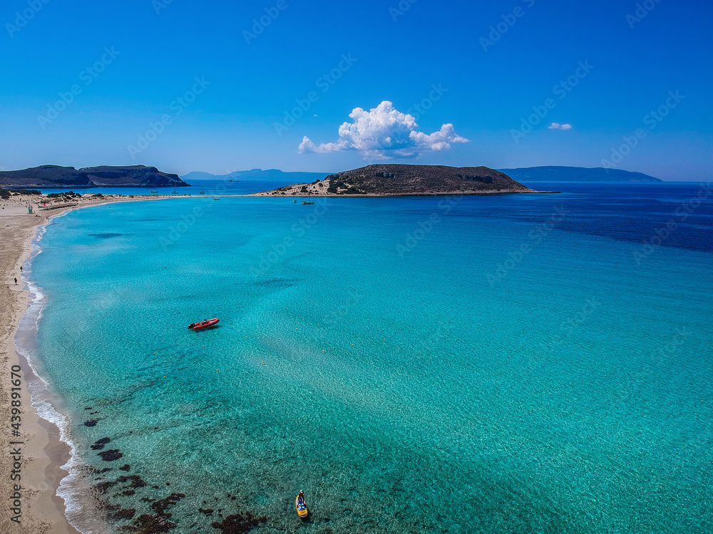 Aerial view of Simos beach in Elafonisos island in Greece. Elafonisos ...