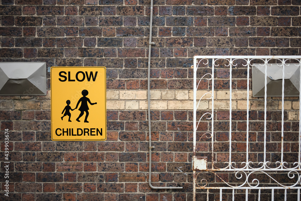 Traffic sign warning of children in the street Stock Photo | Adobe Stock