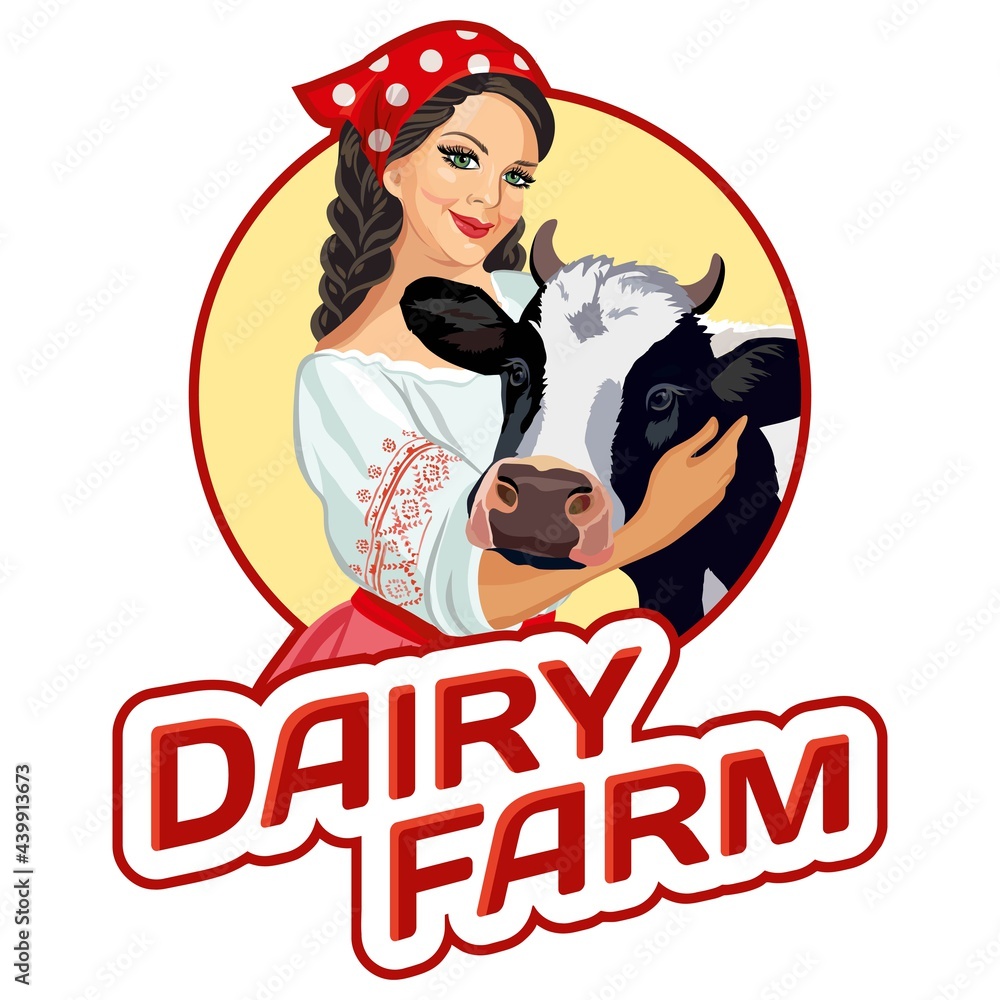Dairy farm - Vector template for the design of food packaging Stock ...