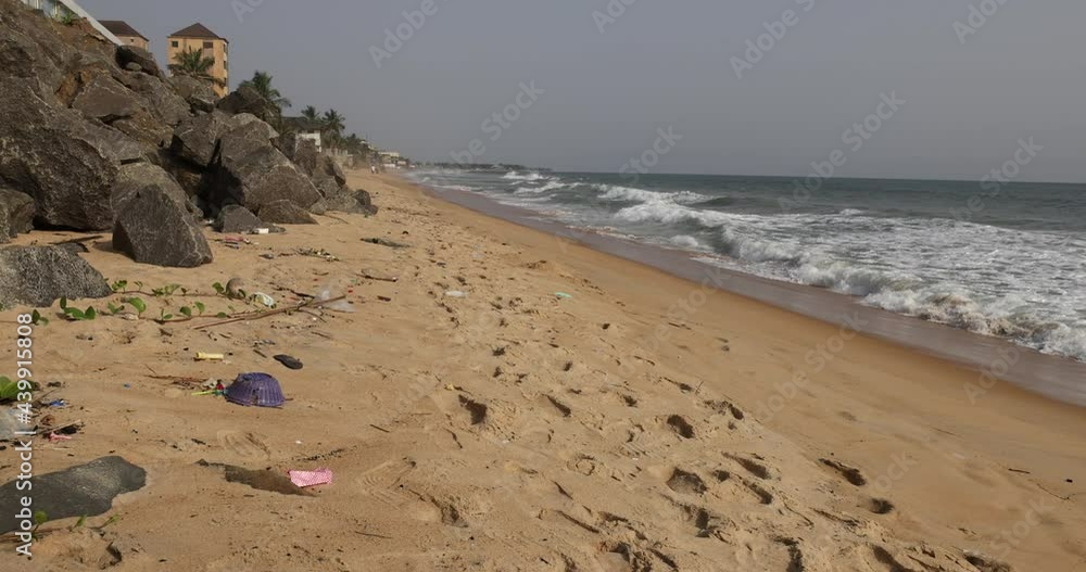 Monrovia Liberia Atlantic ocean beach trash pollution. Monrovia ...