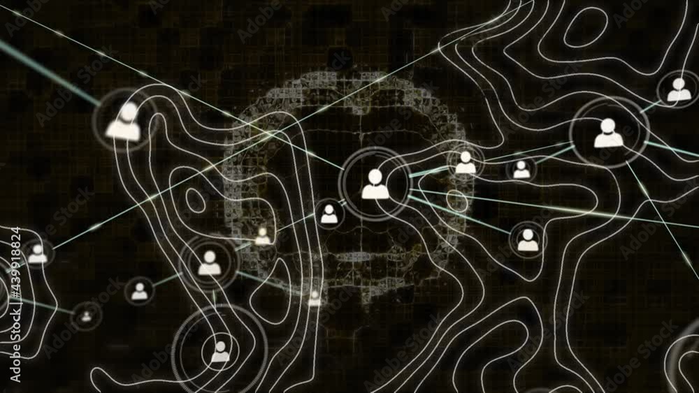 Animation of human brain spinning with topographic map lines and ...