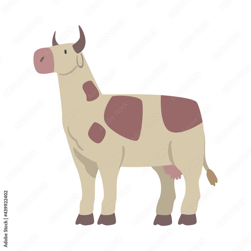 Cute Spotted Cow Farm Animal, Livestock Cartoon Vector Illustration ...