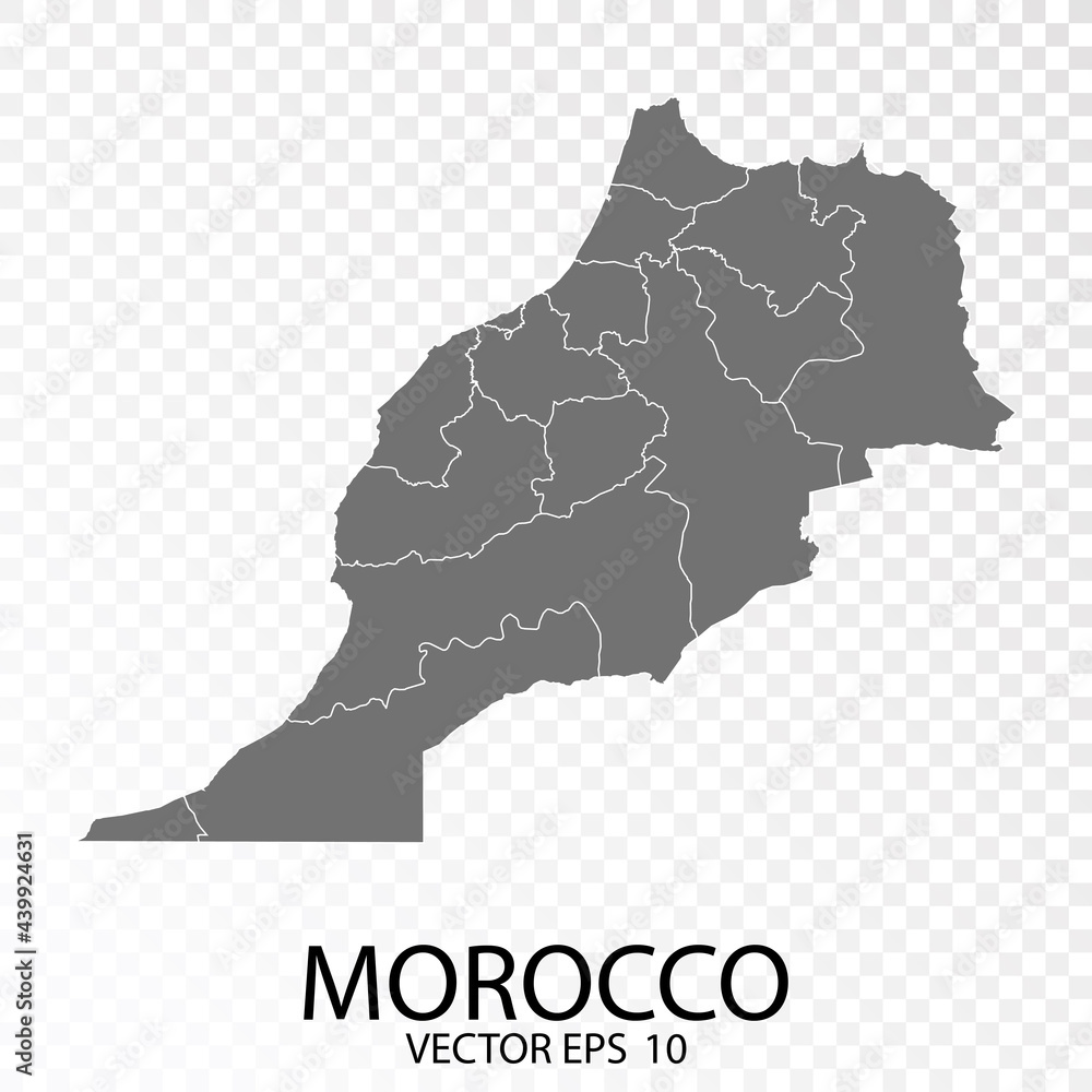 Transparent - Grey Map of Morocco. Vector Eps 10. Stock Vector | Adobe ...