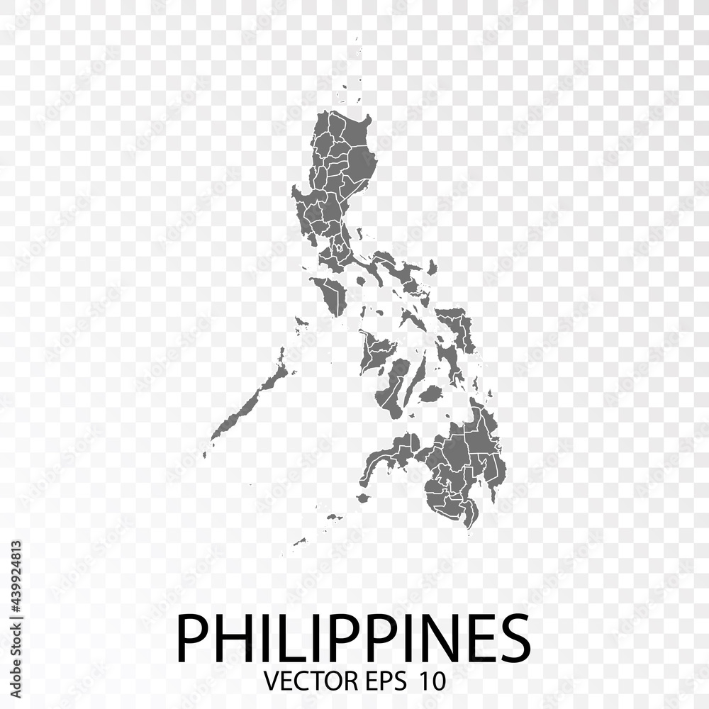 Transparent - High Detailed Grey Map of Philippines. Vector Eps 10 ...