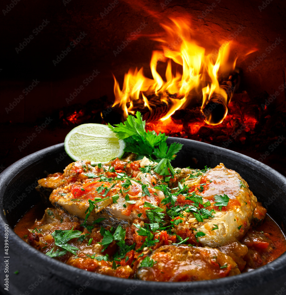 Moqueca fish and shrimp, traditional dish of Brazilian cuisine Stock ...