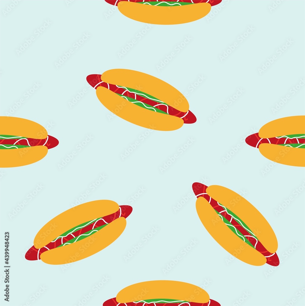 Seamless pattern with hot dogs. National Hot Dog Day. Can be used for ...